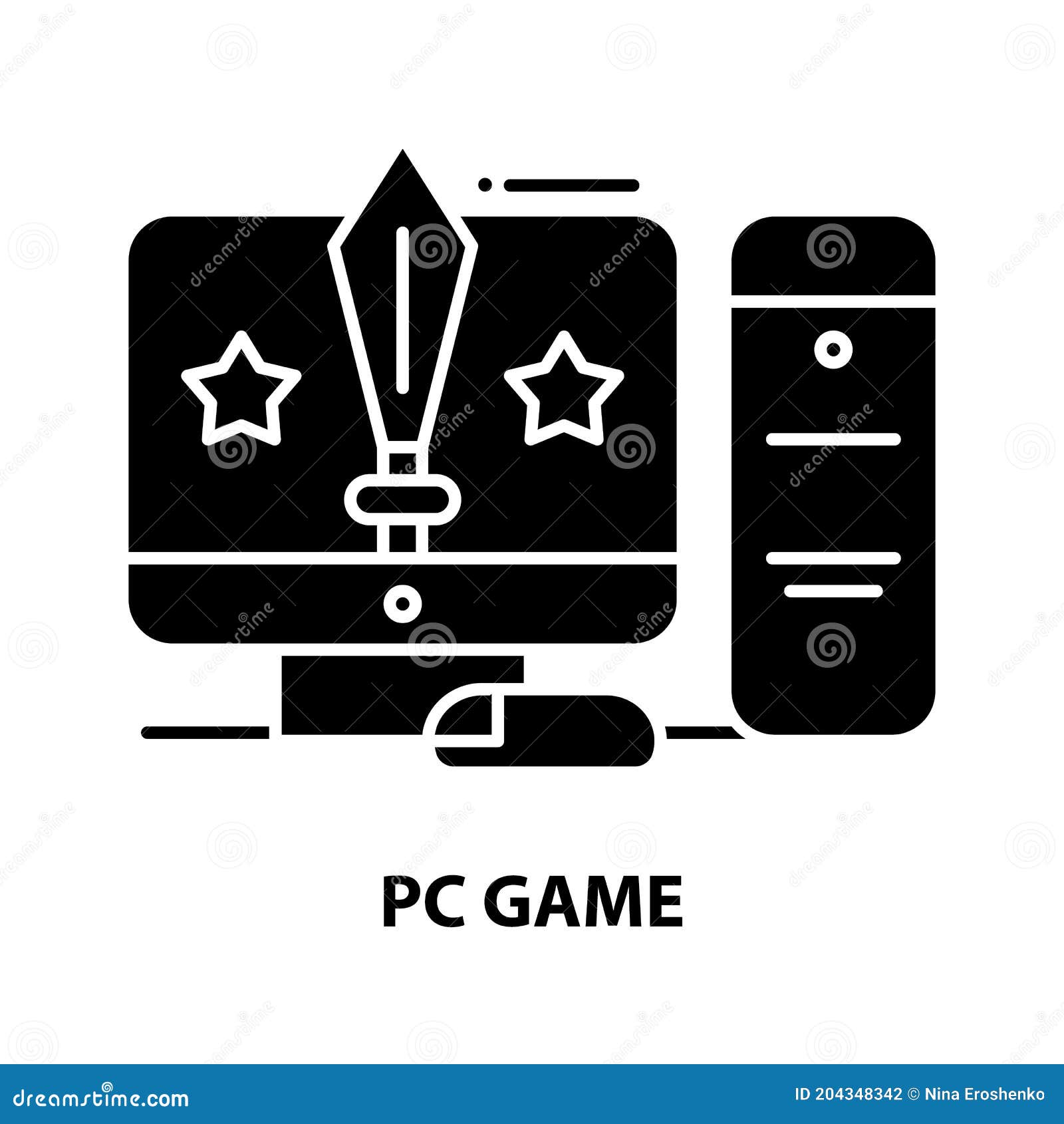Pc Game Icon, Black Vector Sign with Editable Strokes, Concept ...