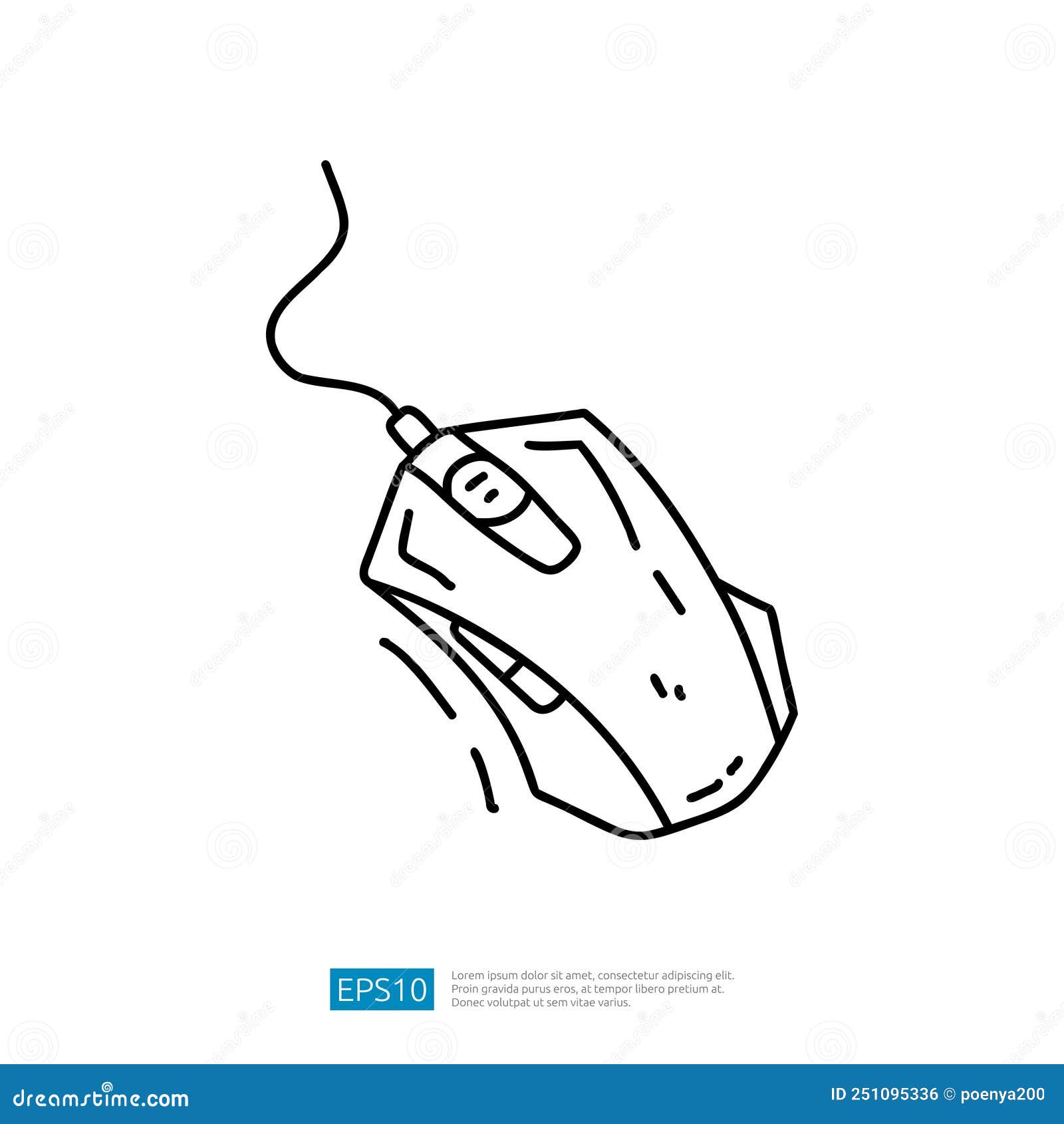 PC Gaming Mouse Computer Doodle Icon Stock Vector - Illustration of ...