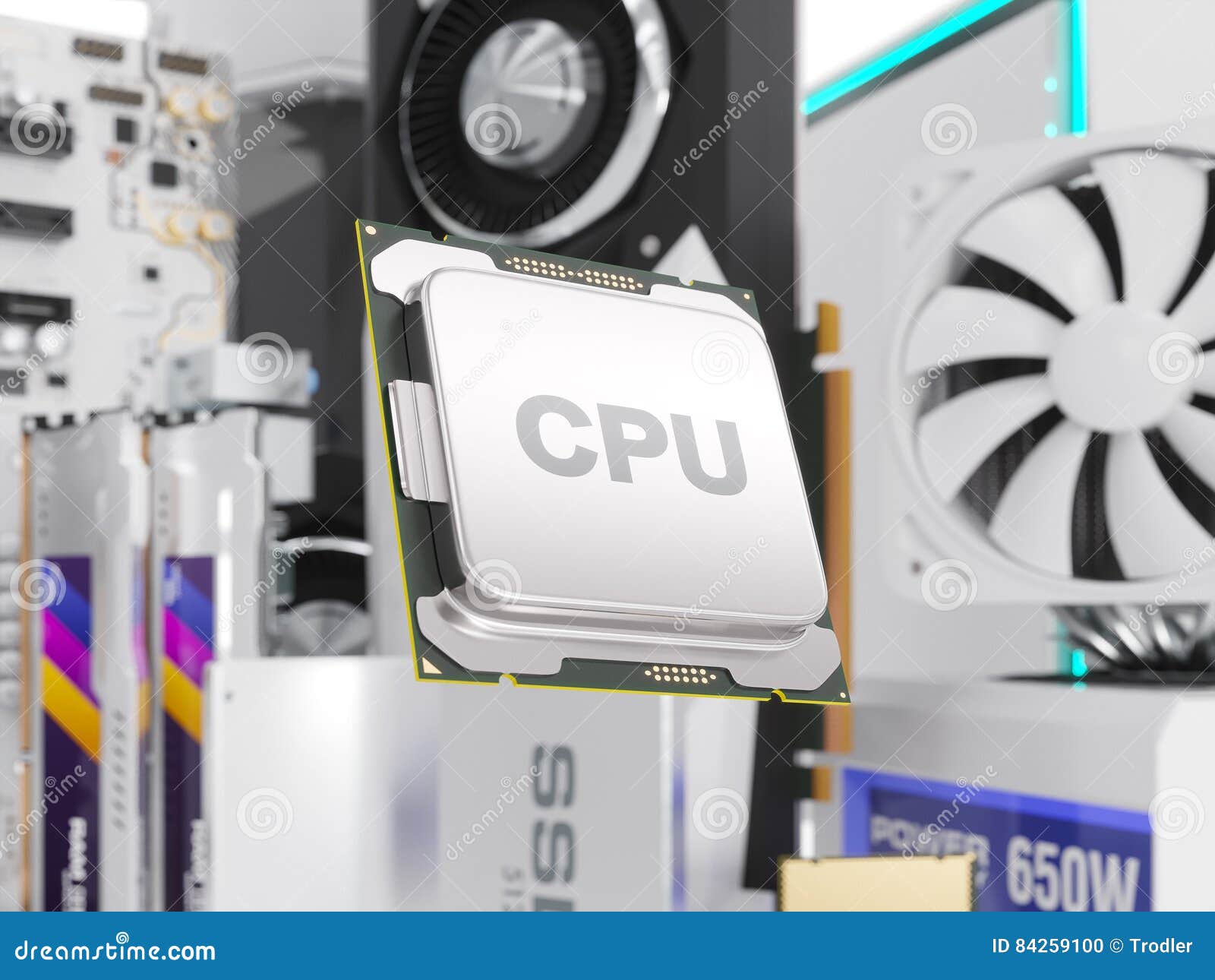 PC Hardware Components Isolated on White. 3d Rendering Stock ...