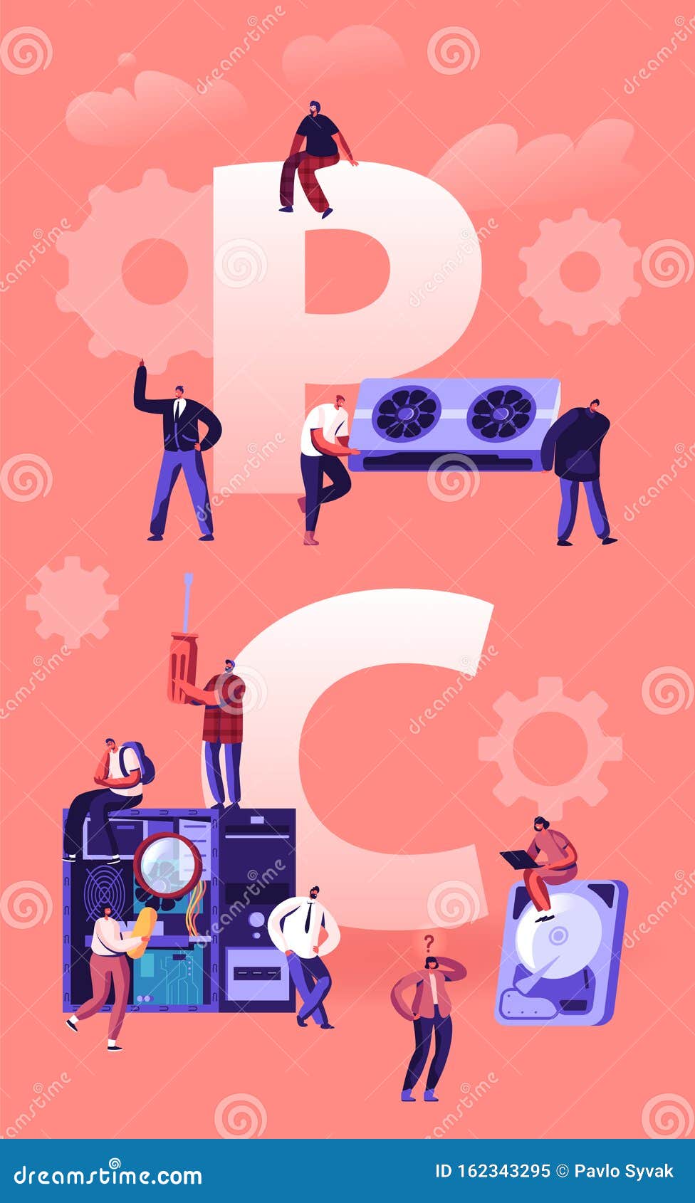 Pc Hardware Concept. Information Technology Engineers Repairing ...