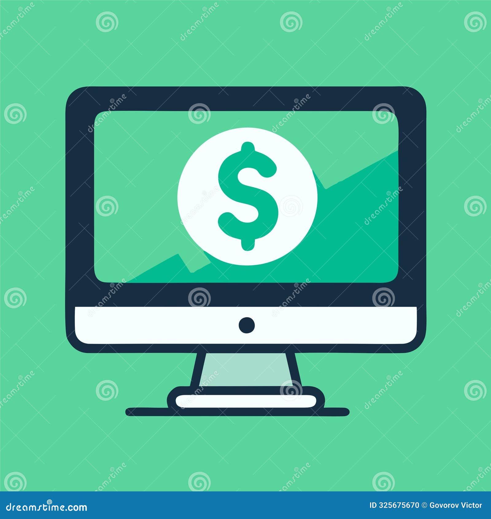 PC with an Icon of a Dollar Stock Illustration - Illustration of money ...
