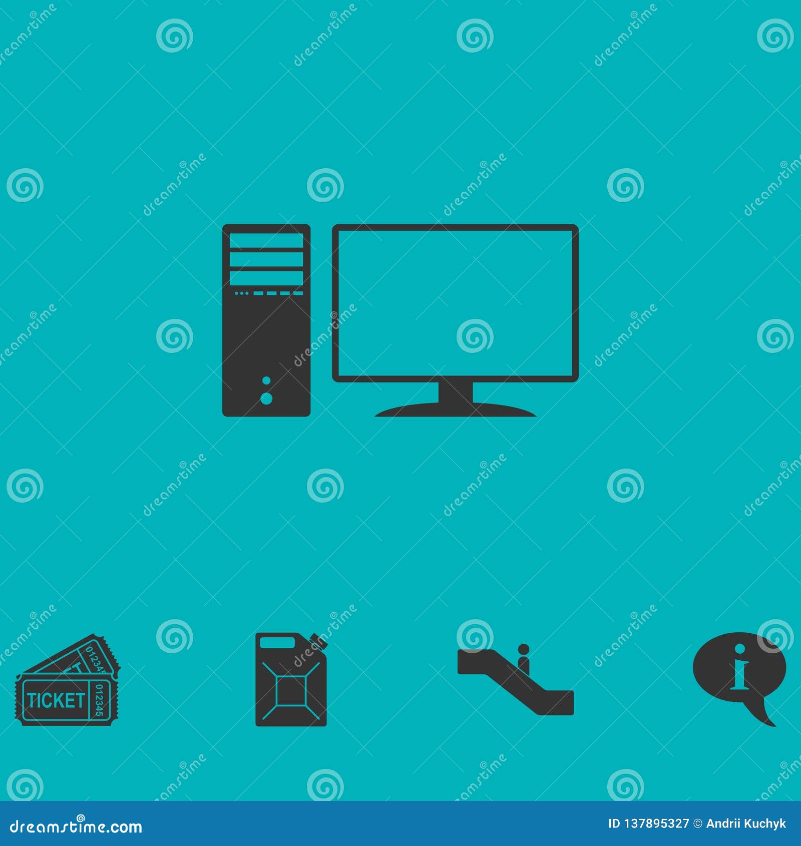 PC icon flat stock vector. Illustration of internet - 137895327