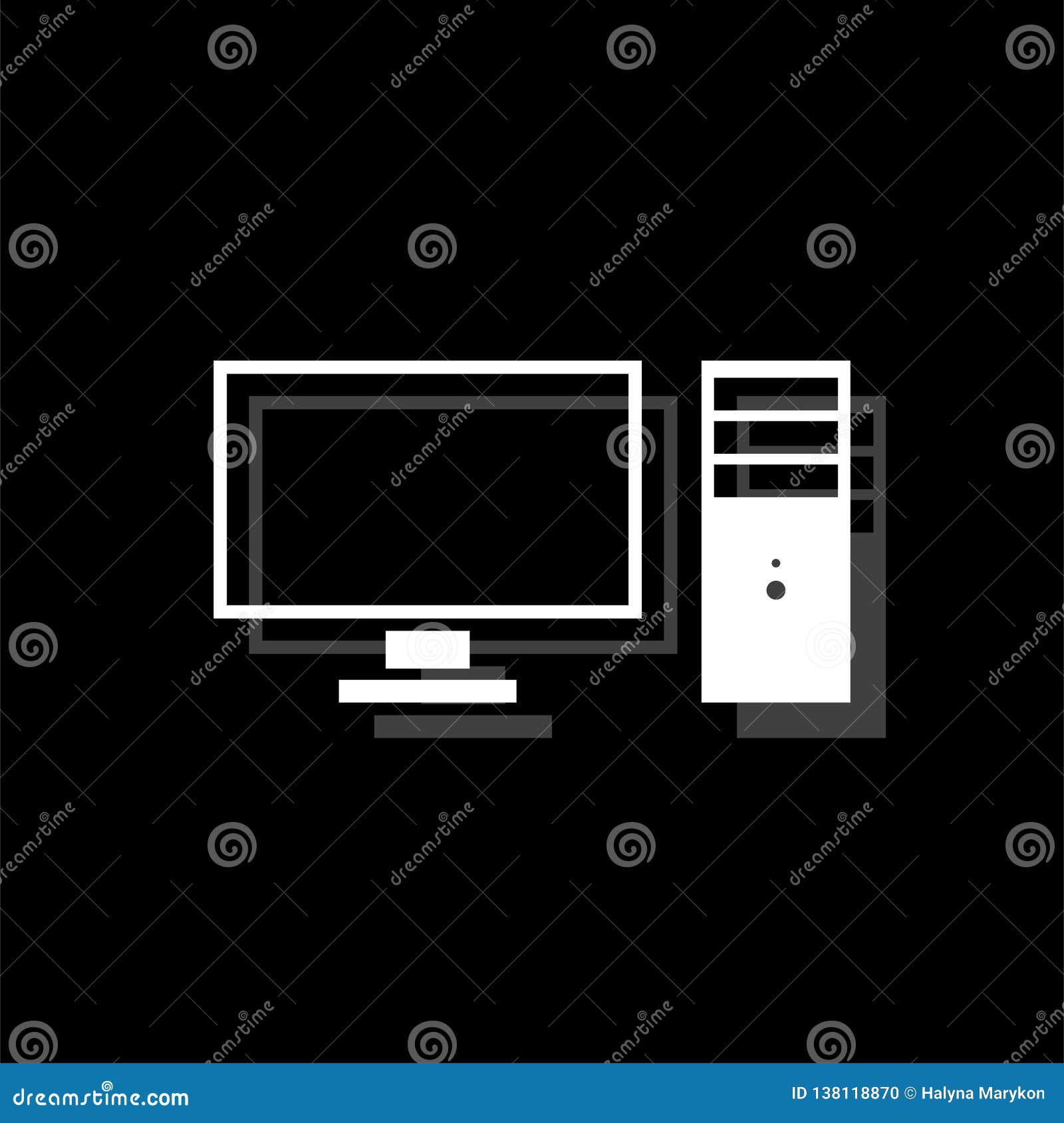 PC icon flat stock illustration. Illustration of square - 138118870