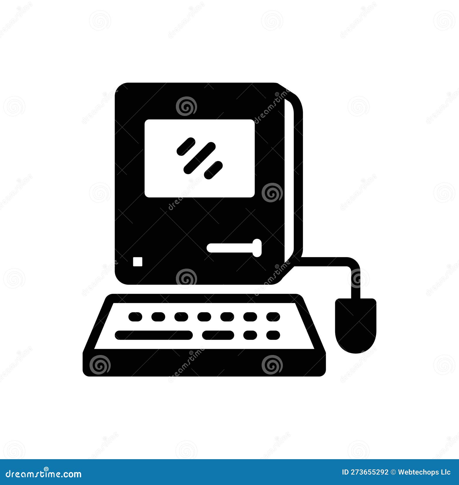 Black Solid Icon for Pc, Old Computer and Machine Stock Vector ...