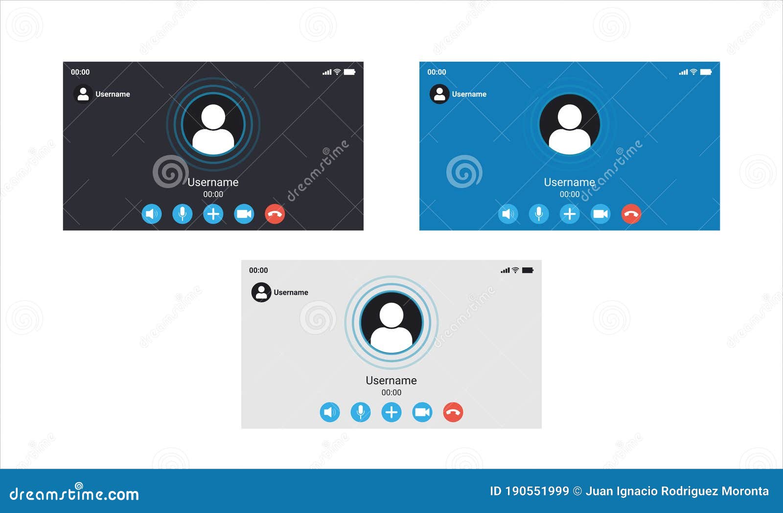 PC Incoming Video Call Interface, in Three Different Colours Stock ...