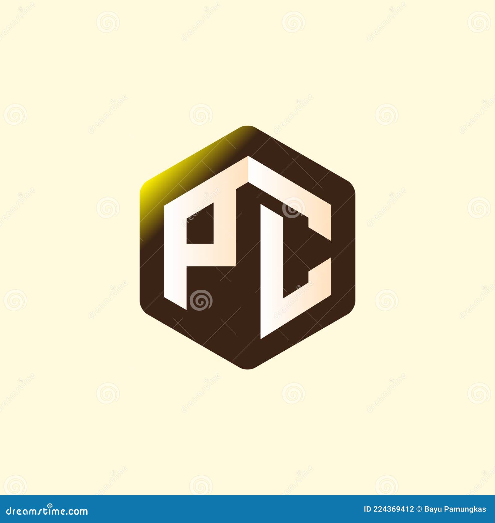 PC Initial Letter Hexagonal Logo Vector Stock Vector - Illustration of ...