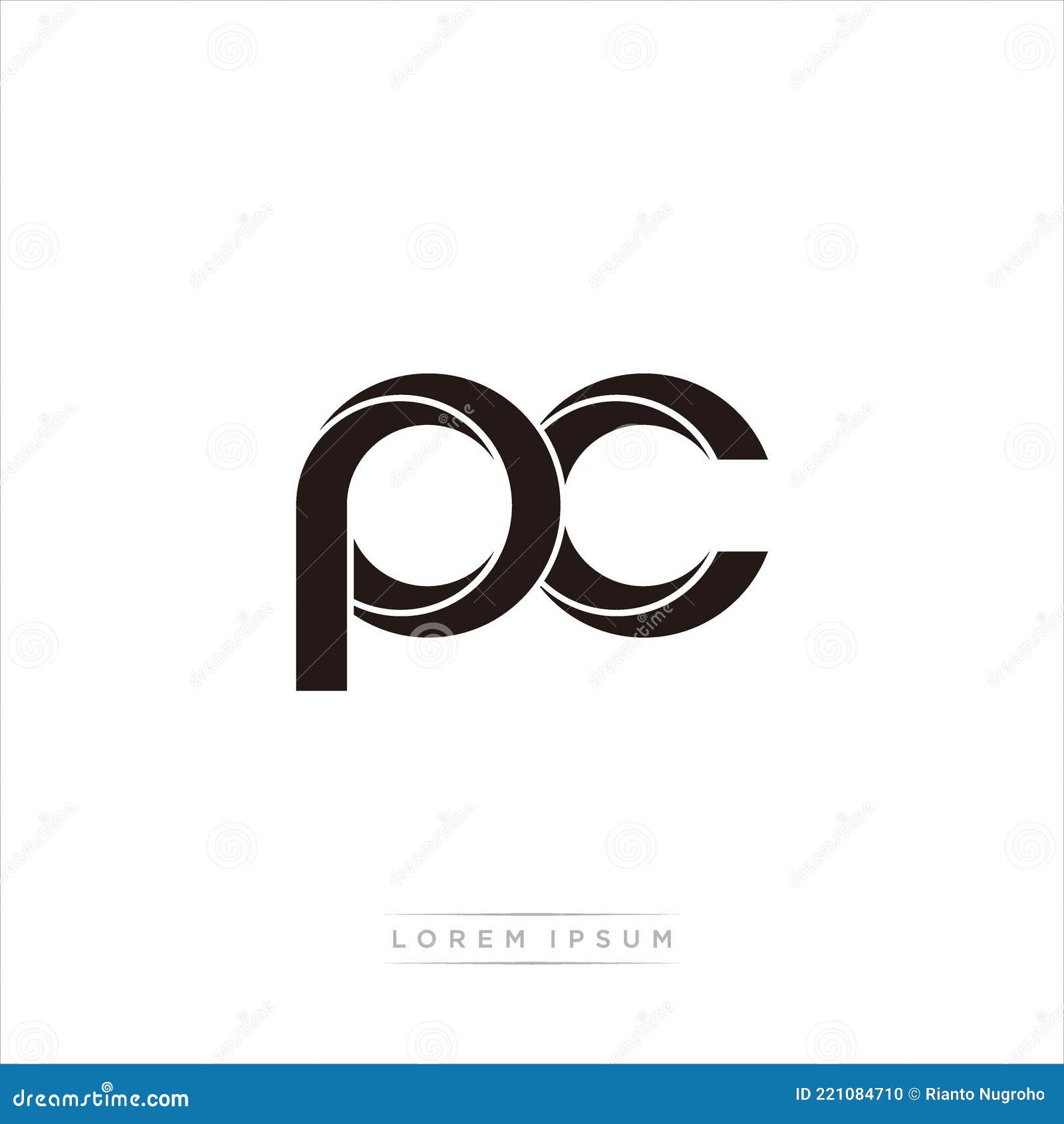 Pc Initial Letter Split Lowercase Modern Monogram Linked Outline ...