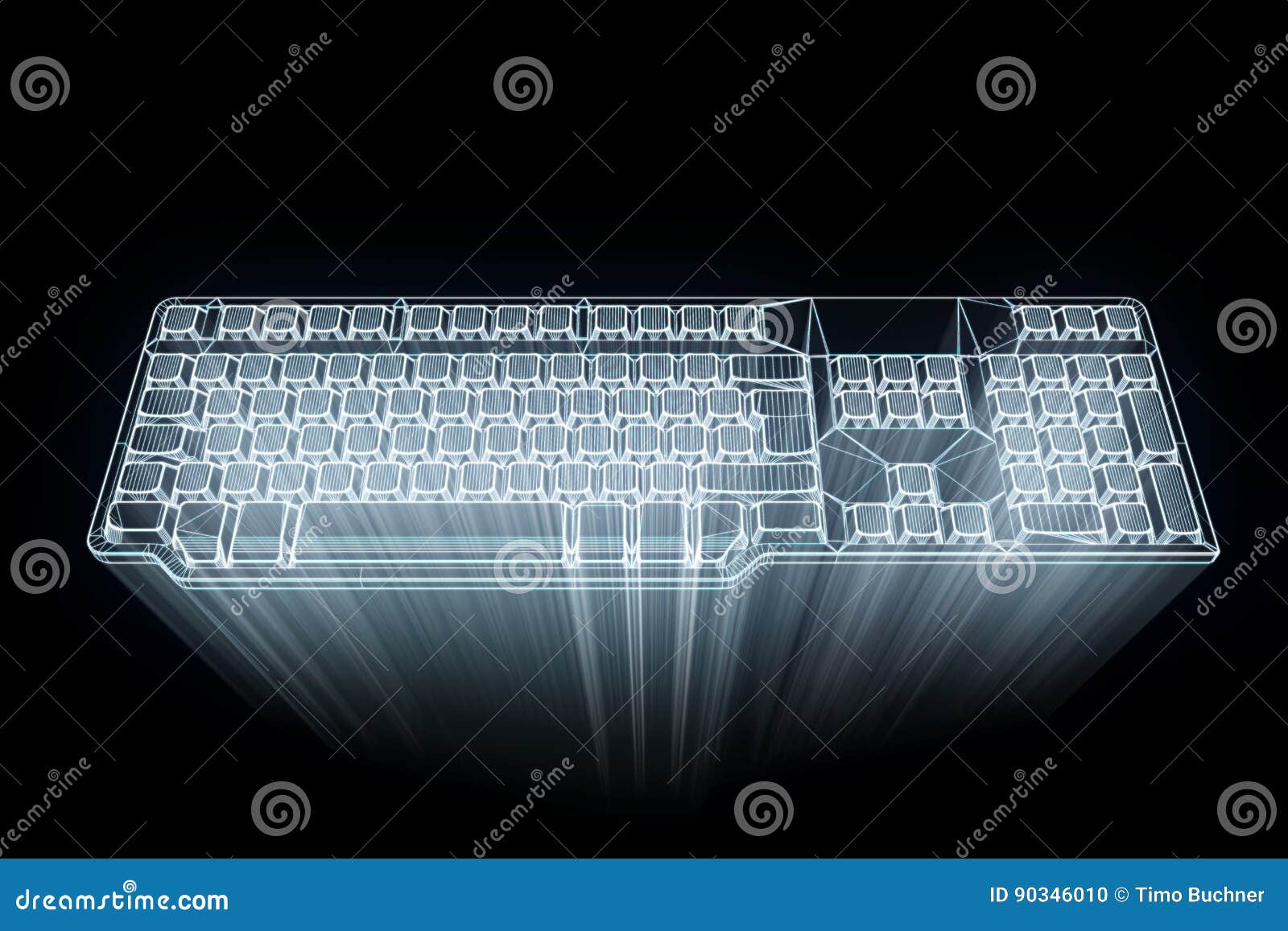 PC Keyboard in Hologram Wireframe Style. Nice 3D Rendering Stock ...