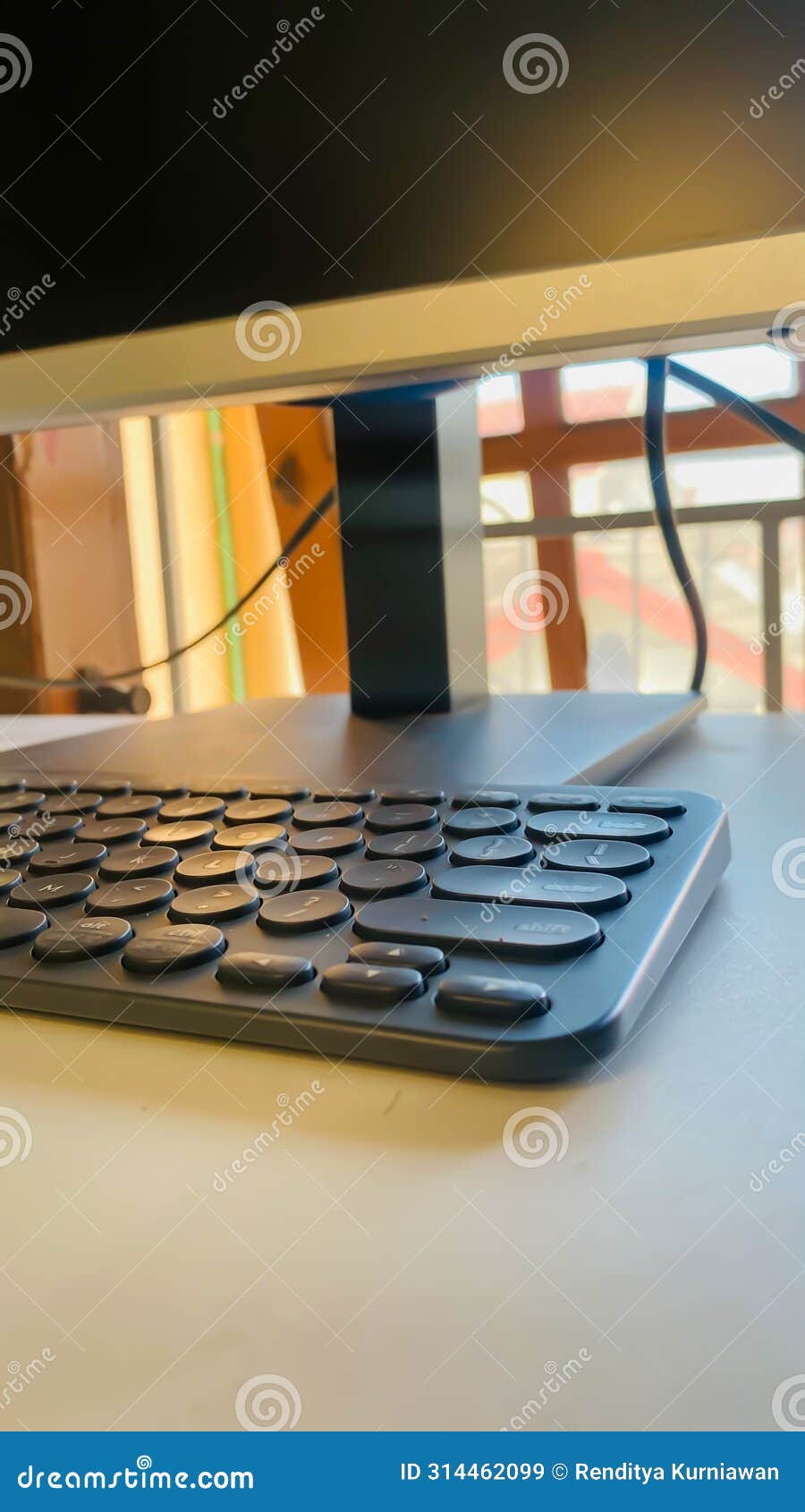 Keyboard Pc and Monitor in the White Table Stock Image - Image of ...