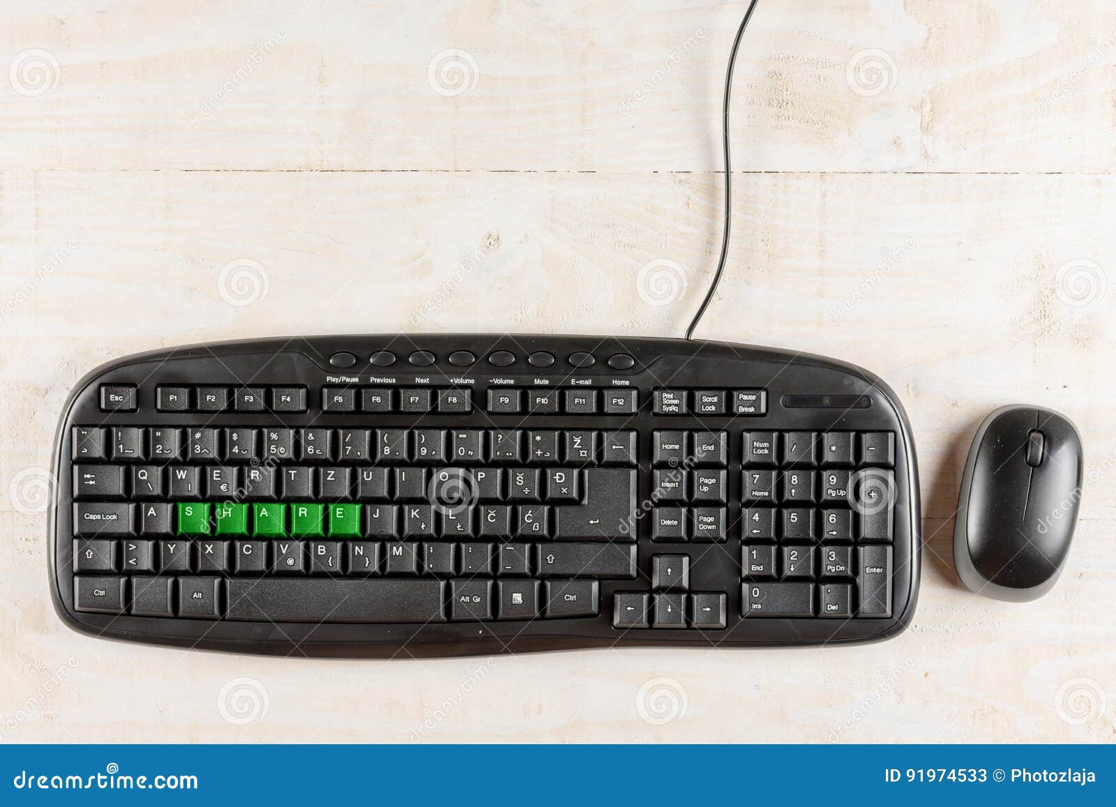 Pc Keyboard with Word SHARE in Green Color Stock Image - Image of enter ...