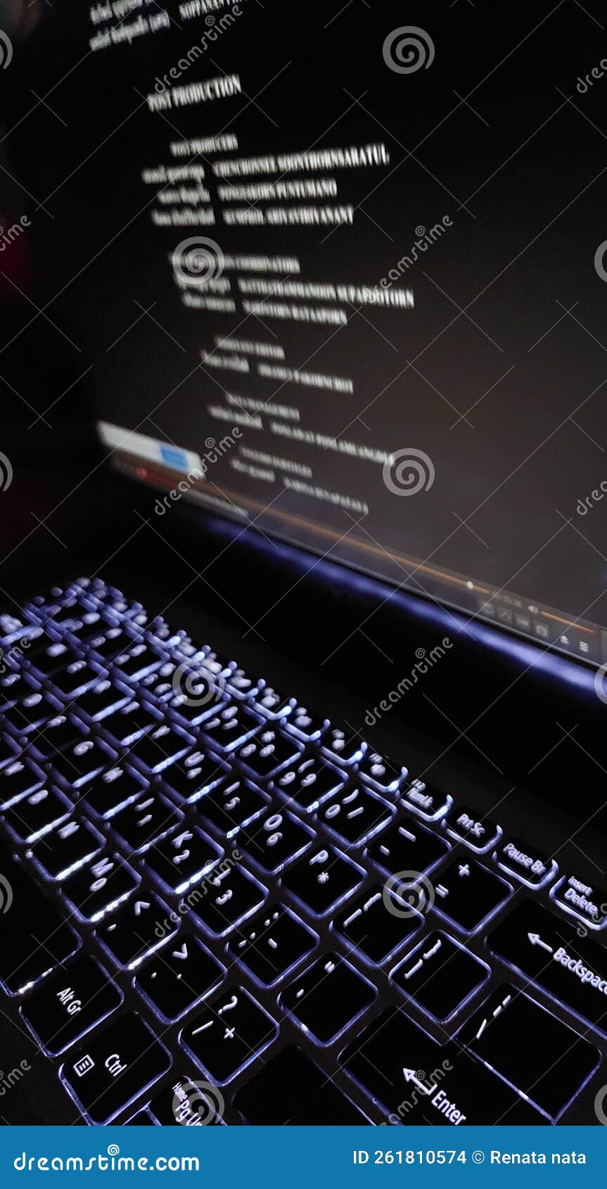 PC or Laptop with Keyboard Light at Night Editorial Stock Image - Image ...