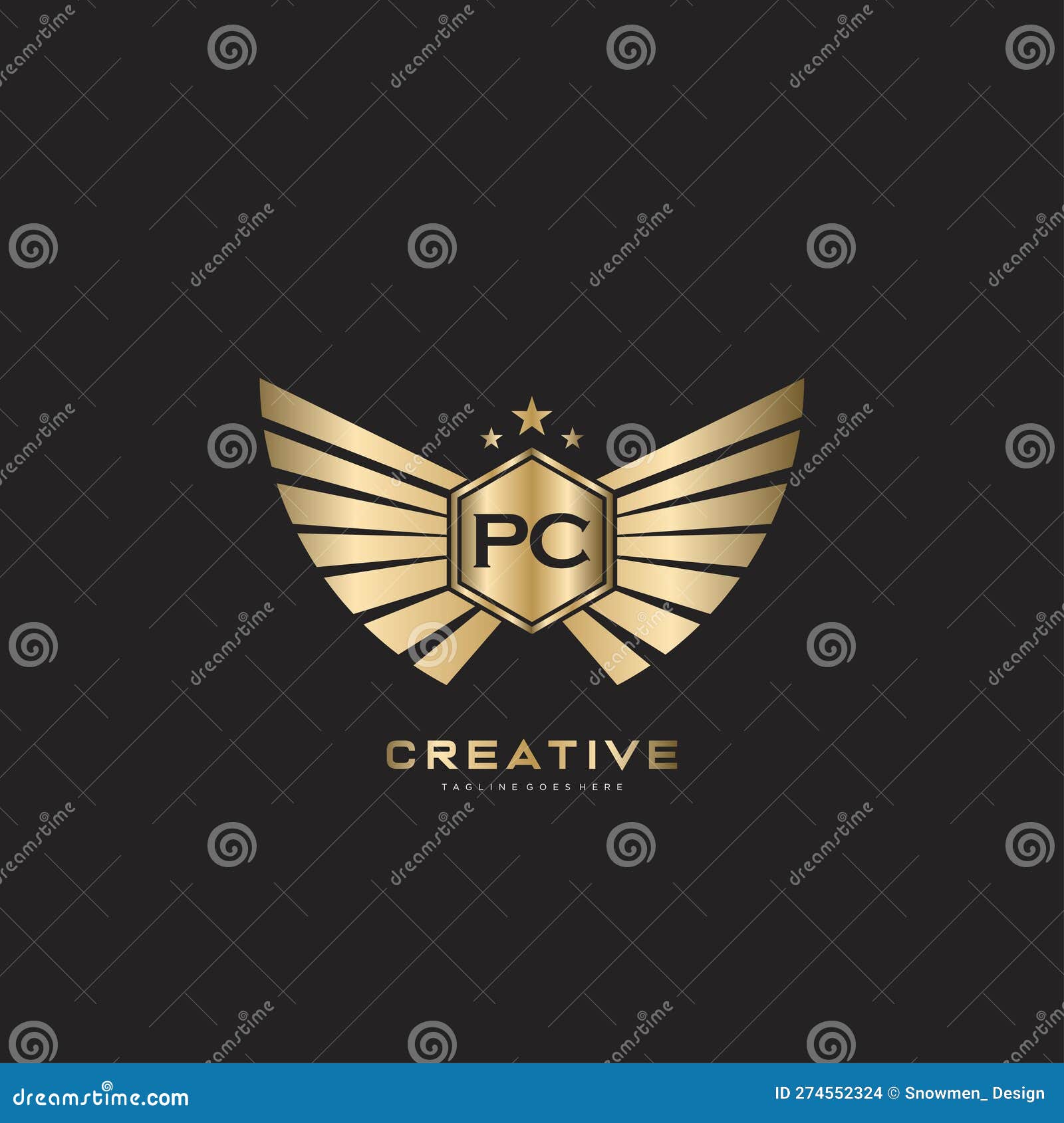 PC Letter Initial with Royal Luxury Logo Template Stock Vector ...