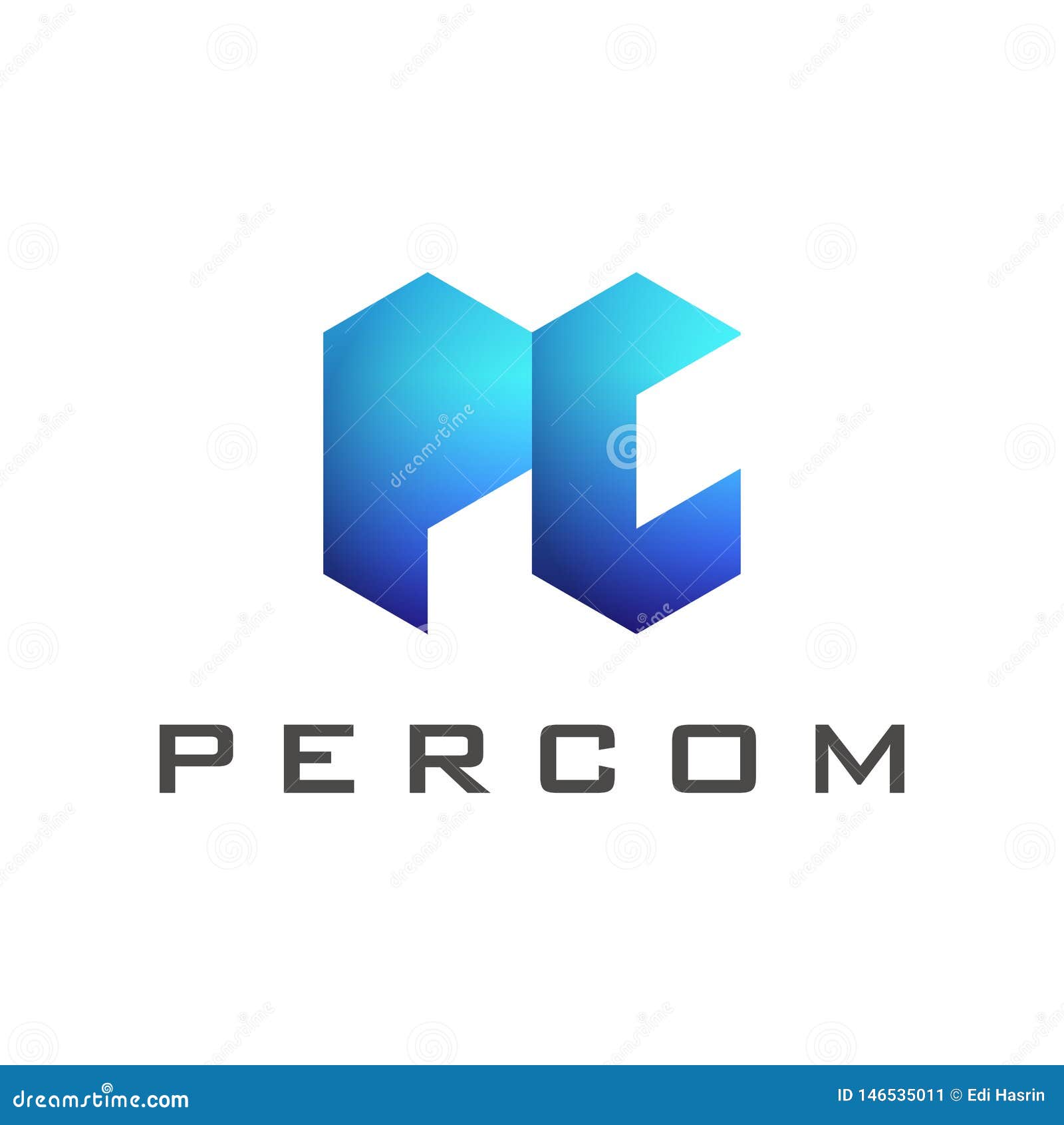 PC Letter Logo Template with Blue Color Gradient Stock Vector ...