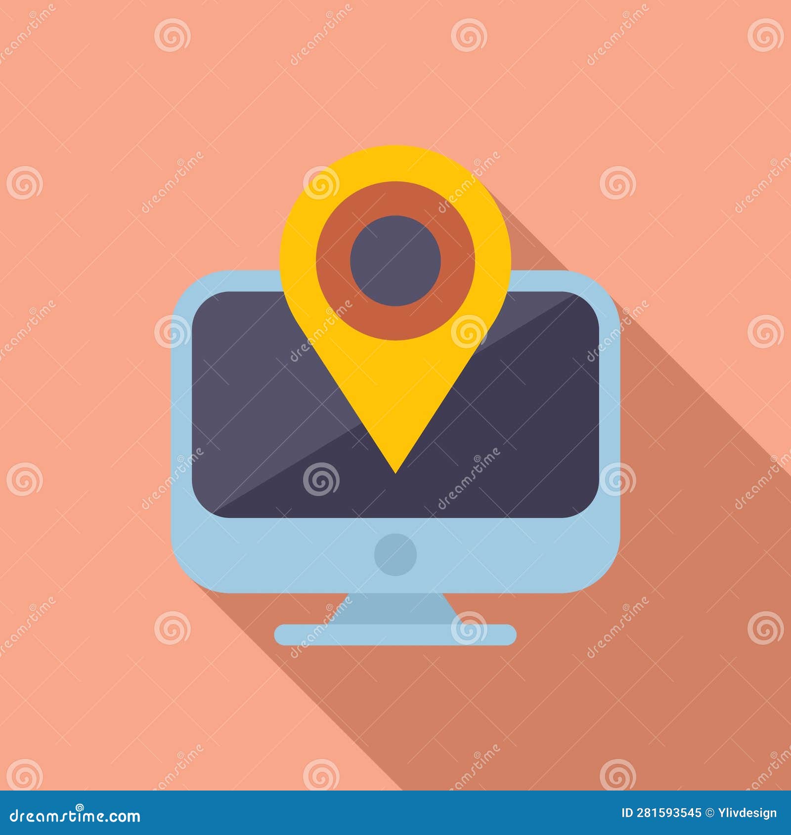 Pc Location Icon Flat Vector. Web Button Stock Vector - Illustration of ...