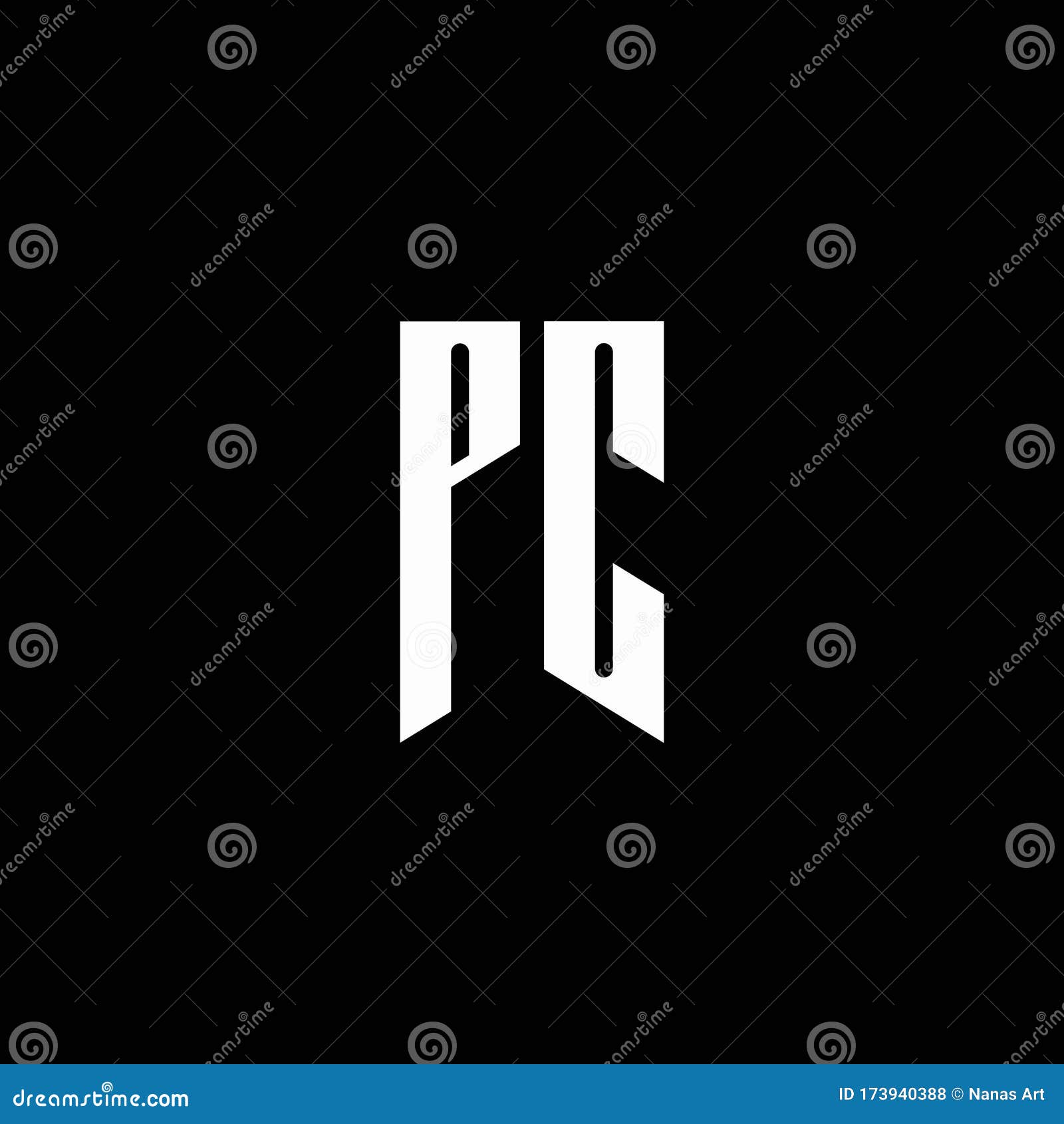 PC Logo Monogram with Emblem Style Isolated on Black Background Stock ...