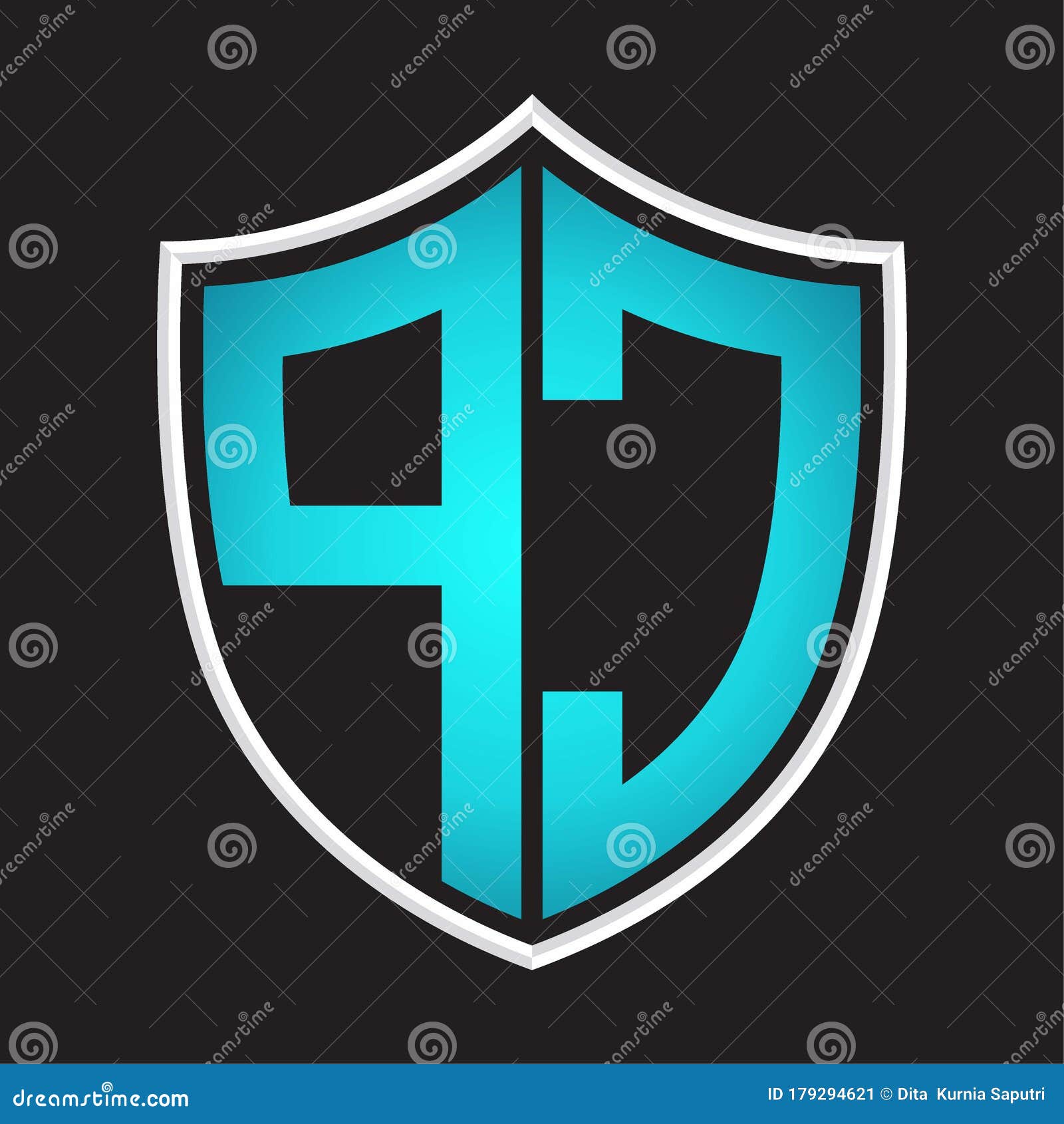 PC Logo Monogram with Shield Shape Isolated Blue Colors on Outline ...