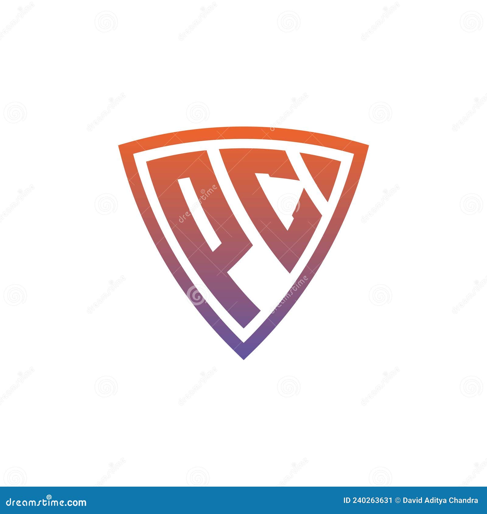 PC Logo Shield Monogram Gradient Style Design Stock Vector ...