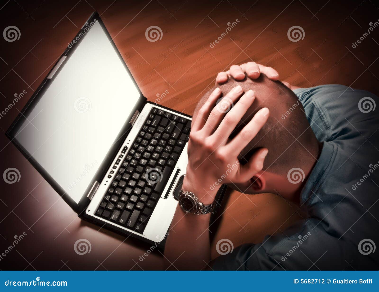 Pc make me crazy! stock photo. Image of laptop, beige - 5682712