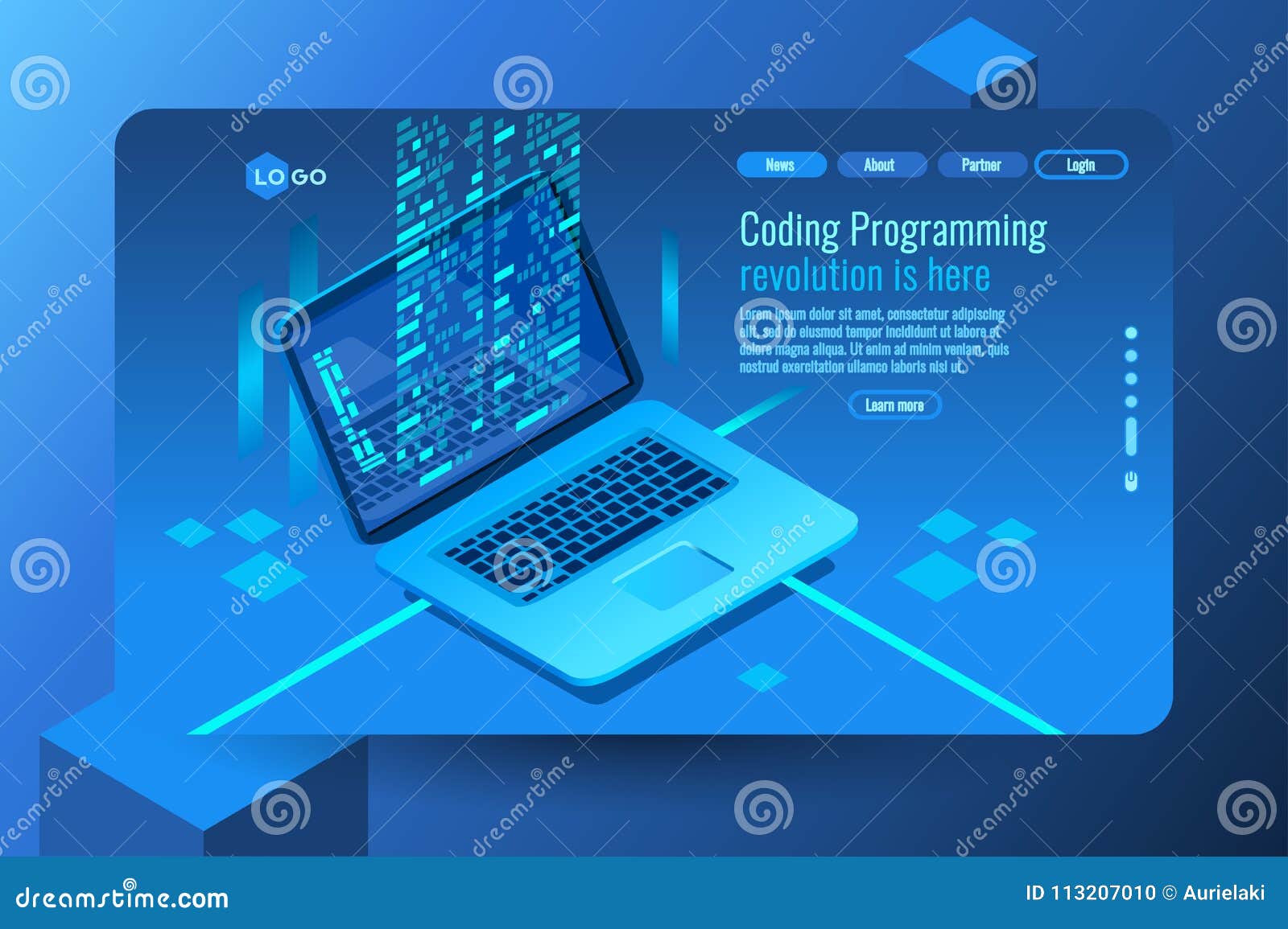 Pc Monitor with Program Coding Data Stock Vector - Illustration of ...