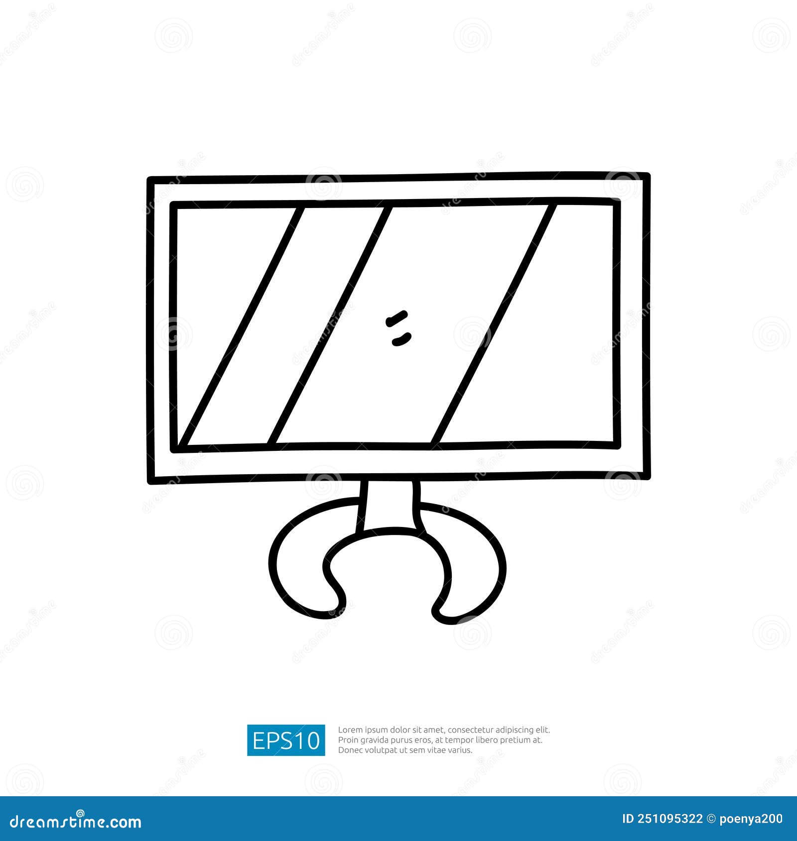 PC Monitor Screen Doodle Icon Stock Vector - Illustration of hand ...