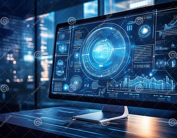 PC Monitor Showing a User Interface, Symbolizing Computing, Technology ...