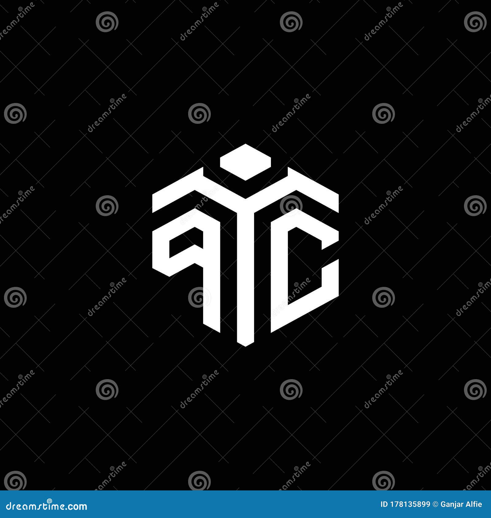PC Monogram Logo with Abstract Hexagon Style Design Template Stock ...