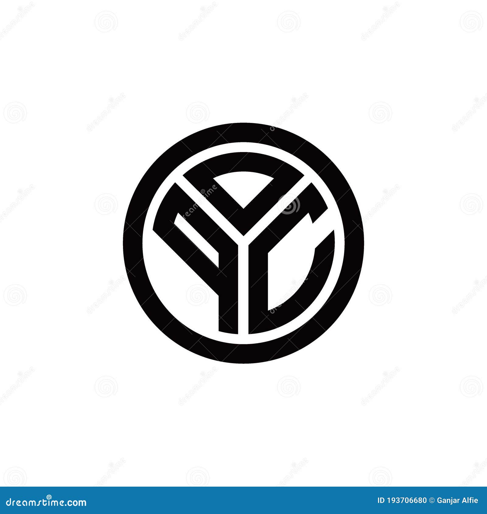 PC Monogram Logo with Circle Outline Design Template Stock Vector ...