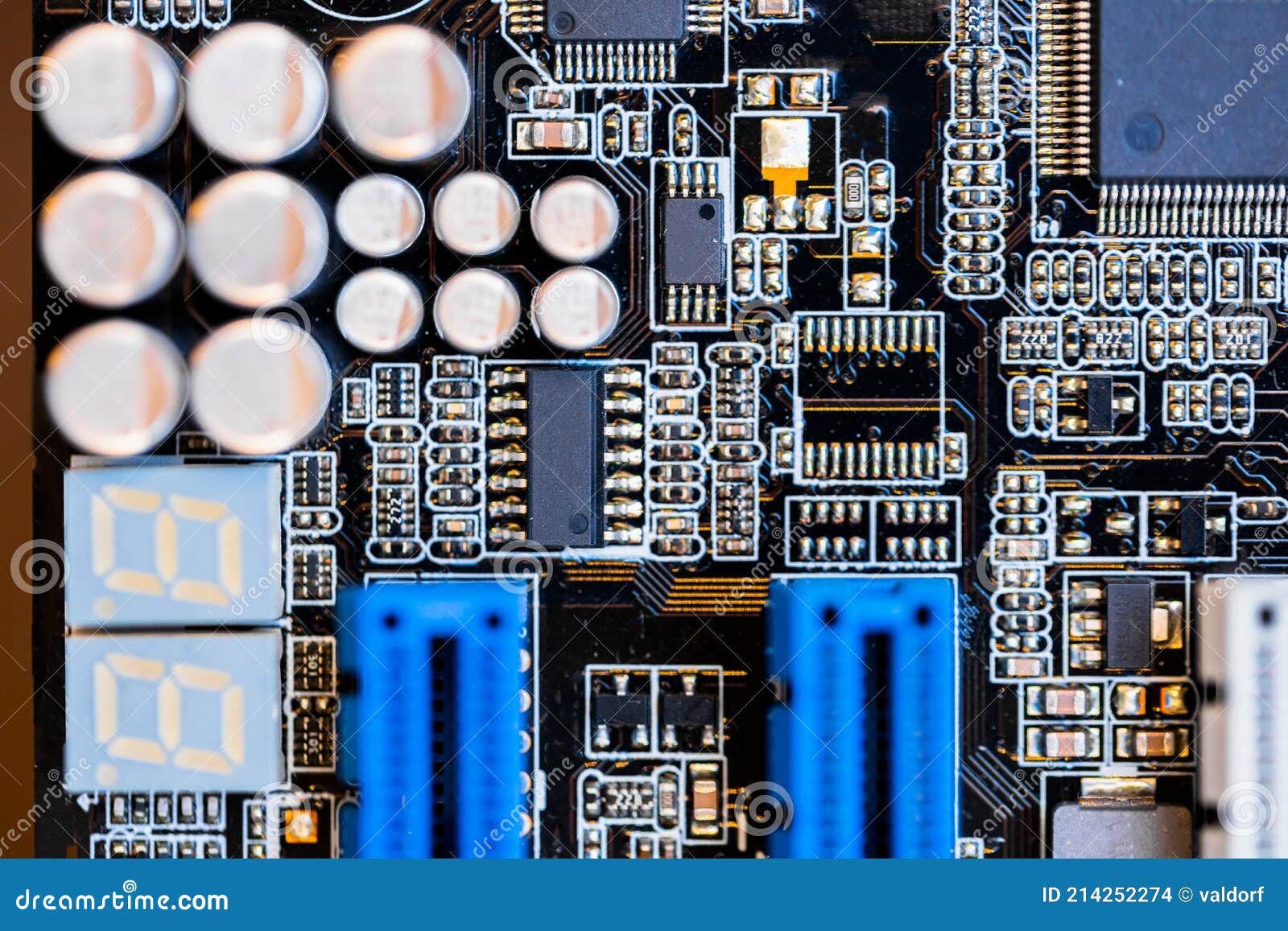 PC Motherboard with Chips, Transistors and Microprocessors Stock Photo ...