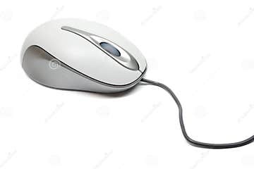 Optical Mouse for Computer Isolated on White Grey Gray Silver Wire ...