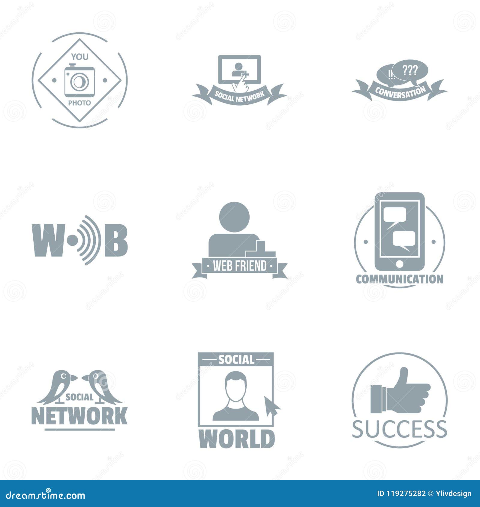 PC Network Logo Set, Simple Style Stock Vector - Illustration of power ...