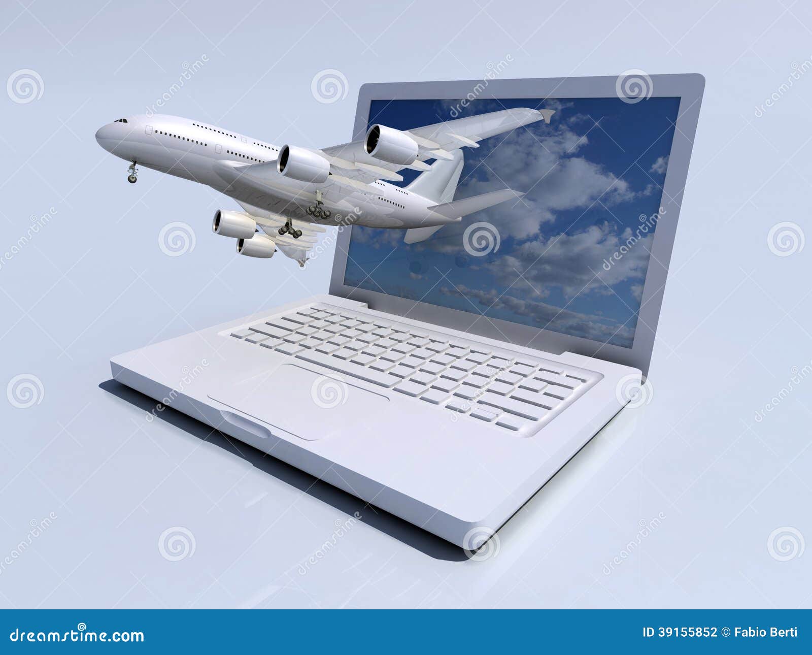 Pc notebook and airplane stock illustration. Illustration of connection ...