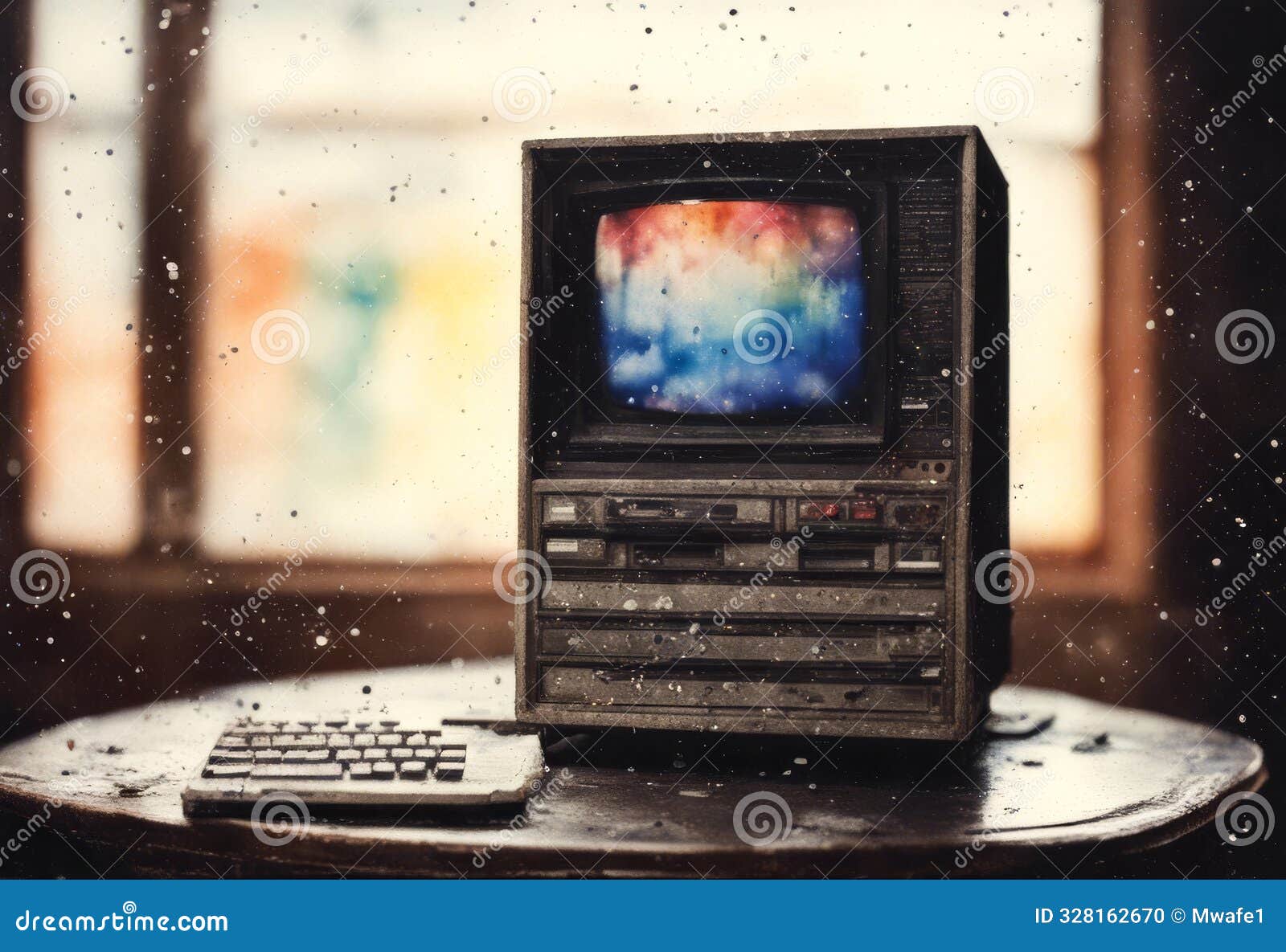 Pc Obsolete Computer Tower Nineties Watercolor Stock Illustration ...