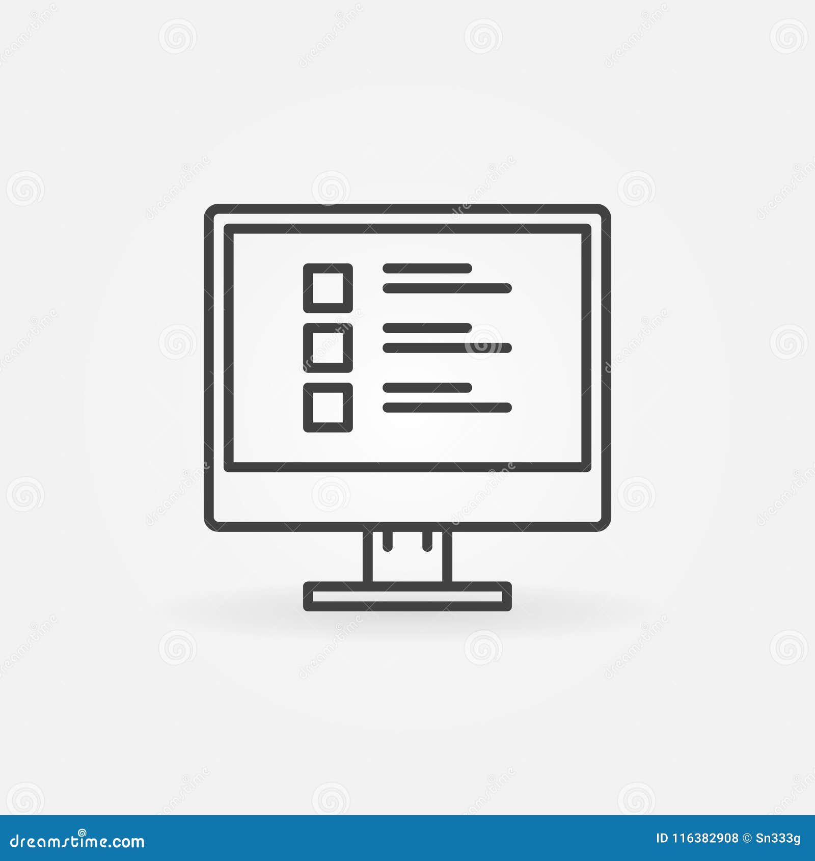 PC with Online Survey or Checklist Vector Linear Icon Stock Vector ...