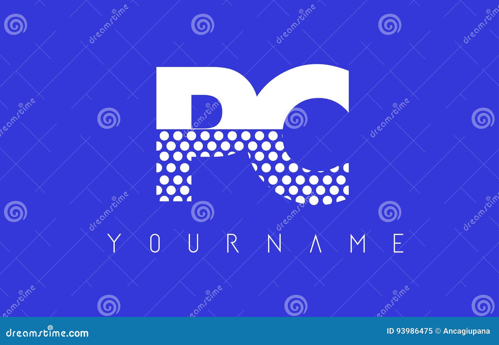 PC P C Dotted Letter Logo Design with Blue Background. Stock Vector ...