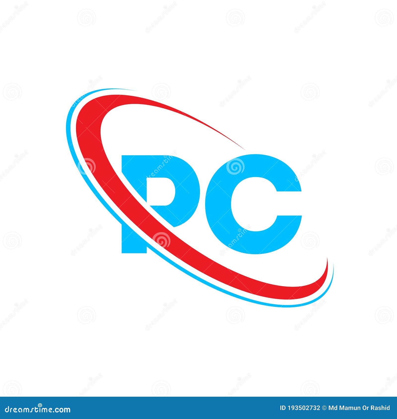 PC P C Letter Logo Design. Initial Letter PC Linked Circle Uppercase ...
