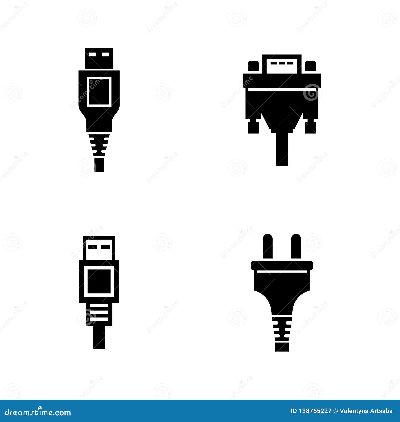 PC Plug, Connector. Simple Related Vector Icons Stock Illustration ...