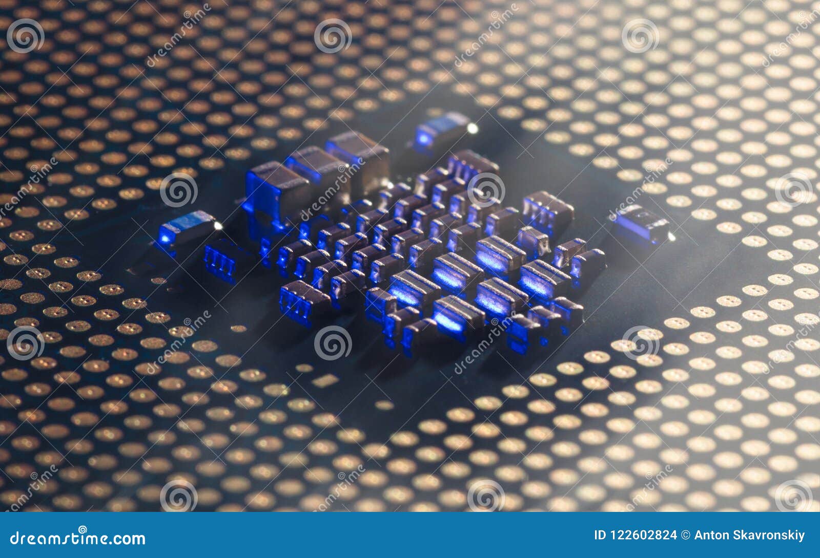 PC Processor close up stock photo. Image of high, blue - 122602824