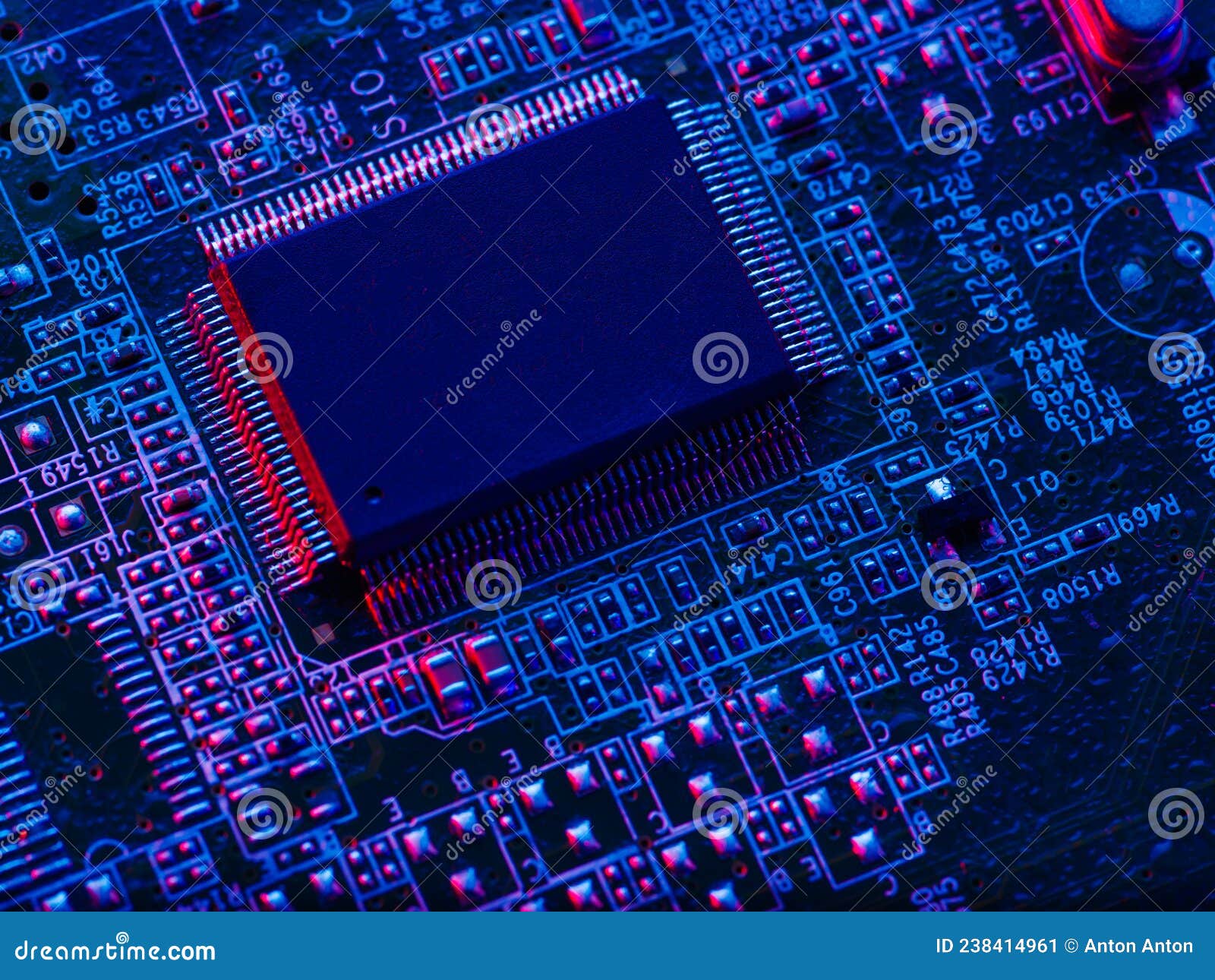 PC Processor. Macro Photography. Blue Lighting. Technological ...