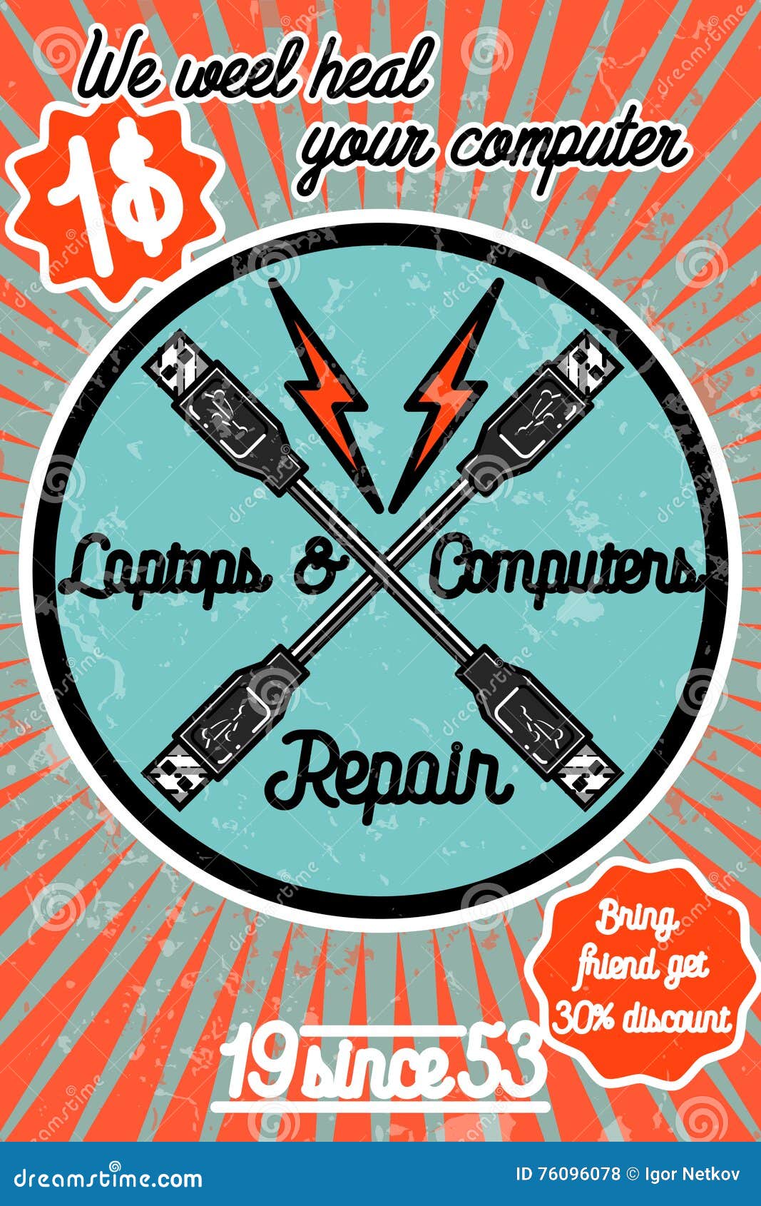 PC repair banner stock vector. Illustration of card, icon - 76096078