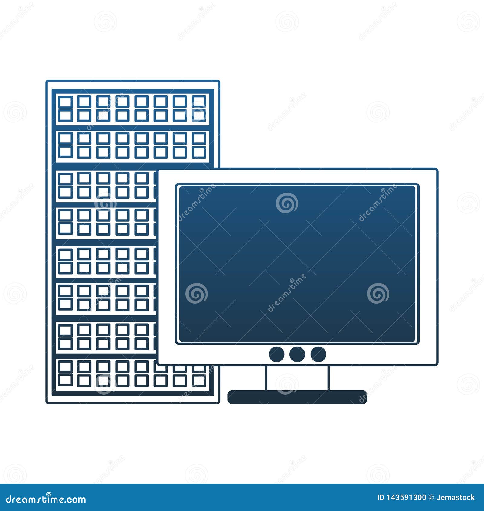 PC Screen and Server Blue Lines Stock Vector - Illustration of connect ...