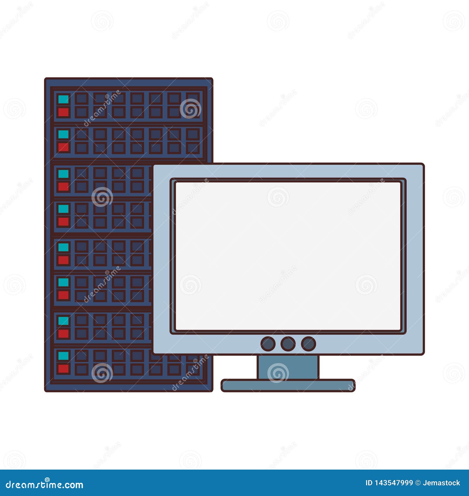 PC screen and server stock vector. Illustration of information - 143547999