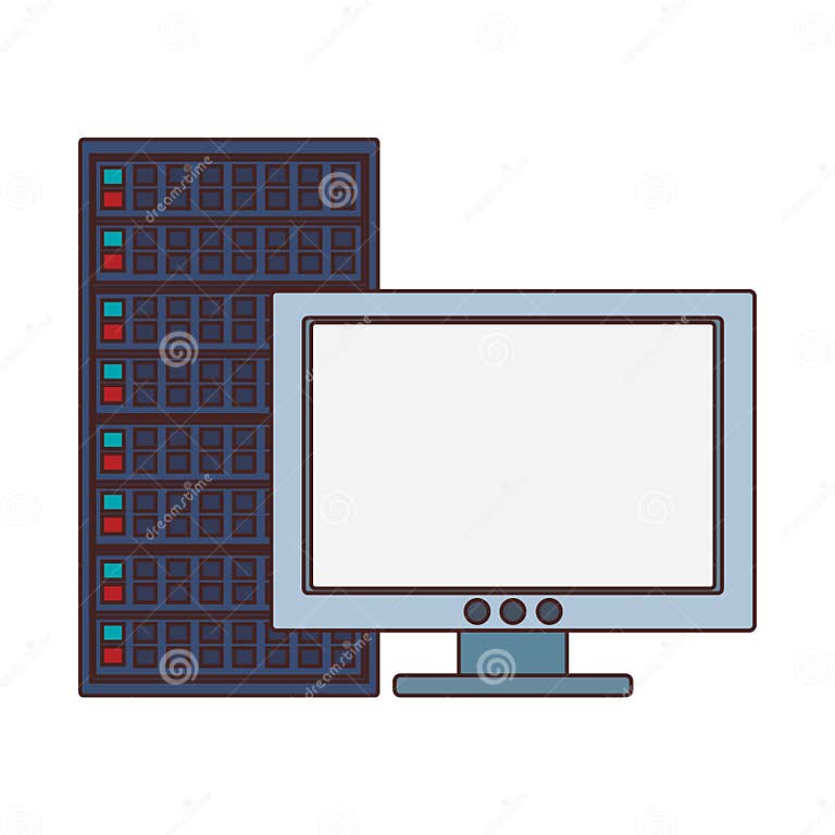 PC screen and server stock vector. Illustration of information - 143547999
