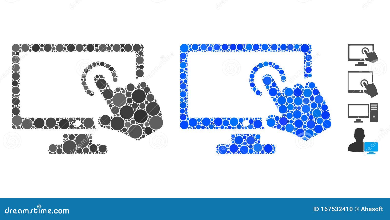 PC Screen Tap Composition Icon of Round Dots Stock Illustration ...