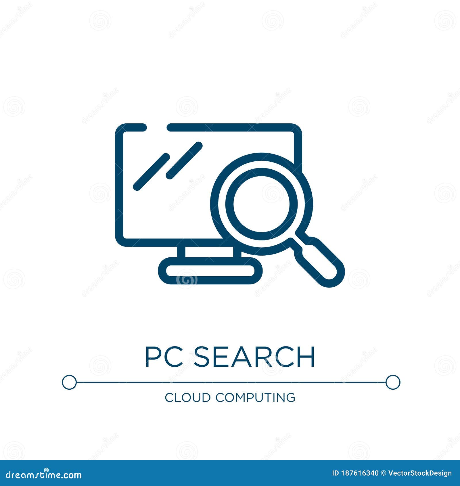 Pc Search Icon. Linear Vector Illustration from Responsive Web ...