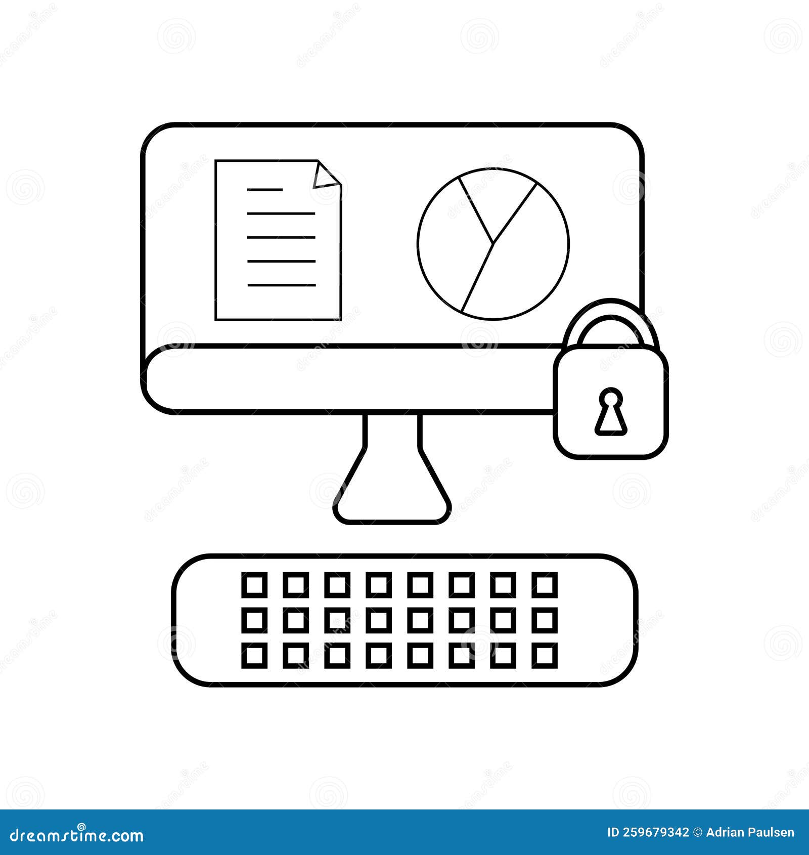 PC Secured stock vector. Illustration of documents, security - 259679342