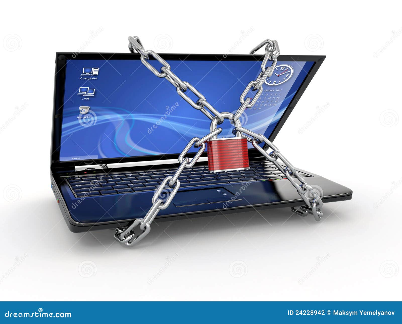 Pc Security. Laptop with Chain and Lock Stock Illustration ... Pc Security. Laptop with Chain and Lock Stock Illustration ...