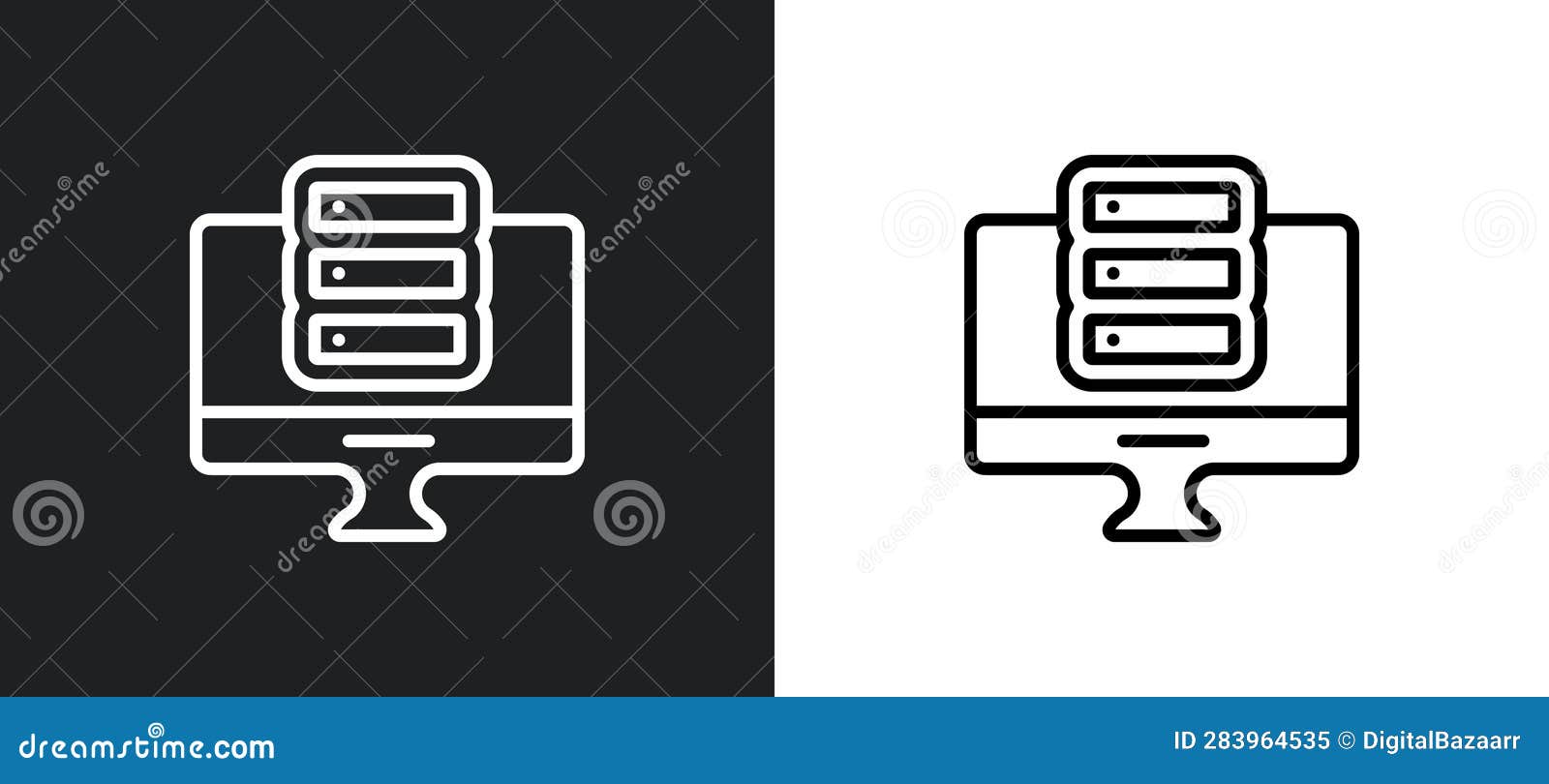 Pc Storage Outline Icon in White and Black Colors. Pc Storage Flat ...