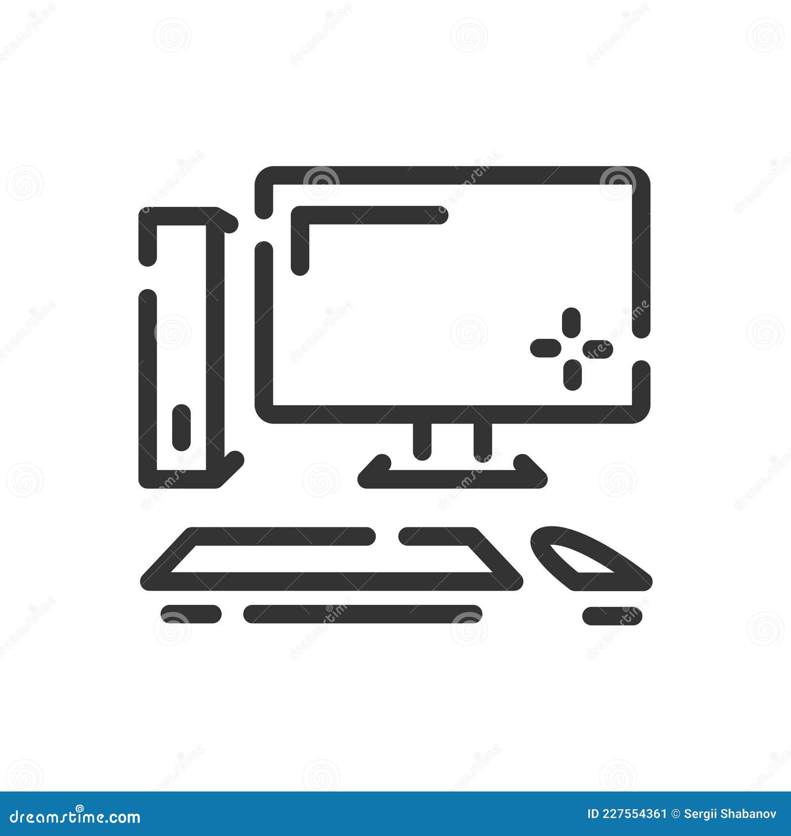 PC System Icon in Simple One Line Style Stock Vector - Illustration of ...