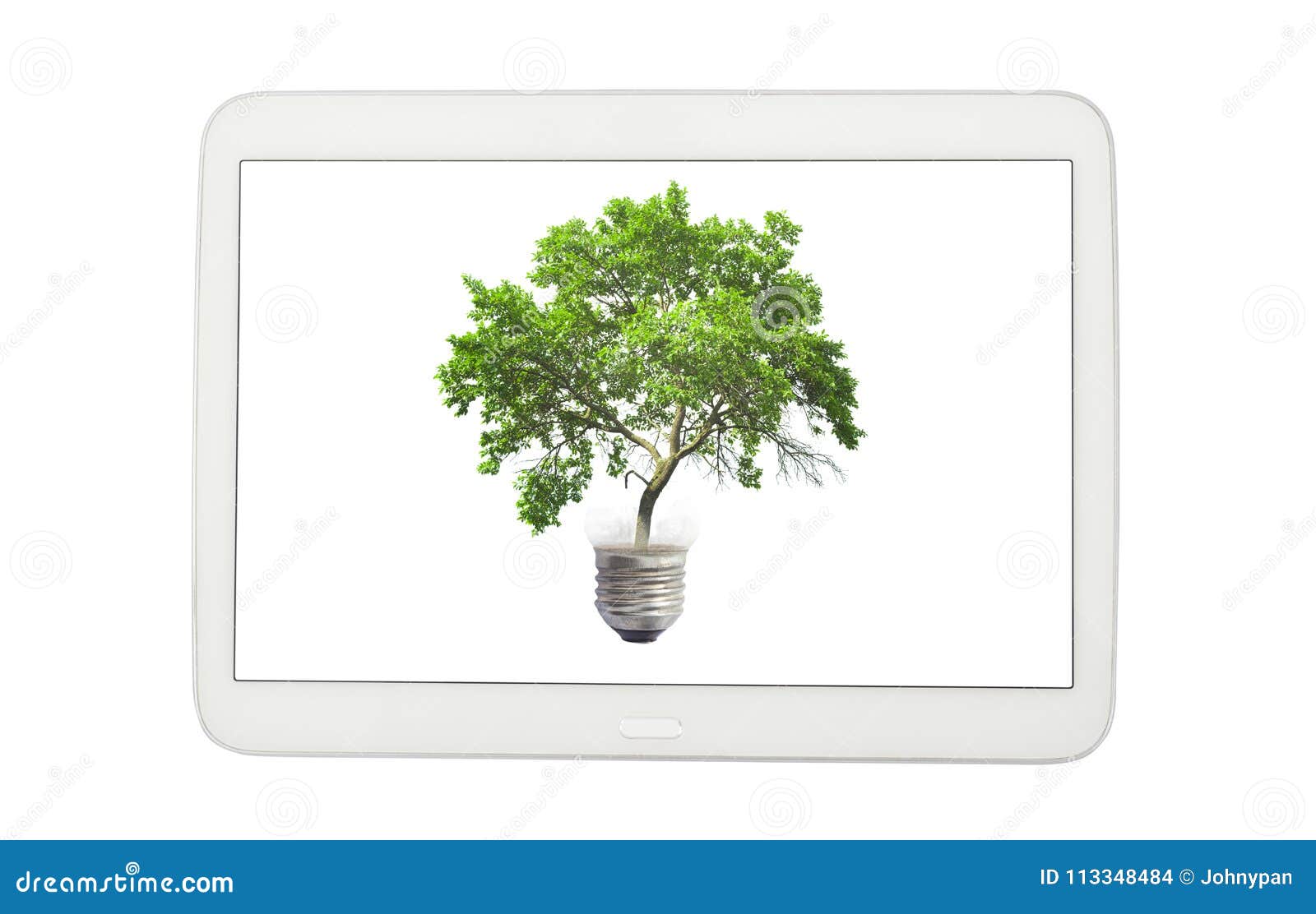 Pc Tablet and Green Tree in Bulb Isolated Stock Photo - Image of reuse ...