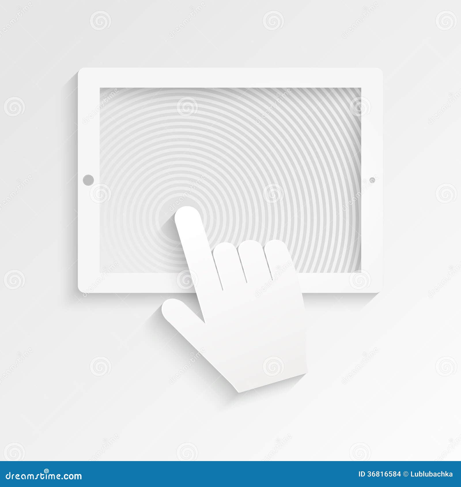PC Tablet with Hand Cursor Symbol on the White Background Stock ...